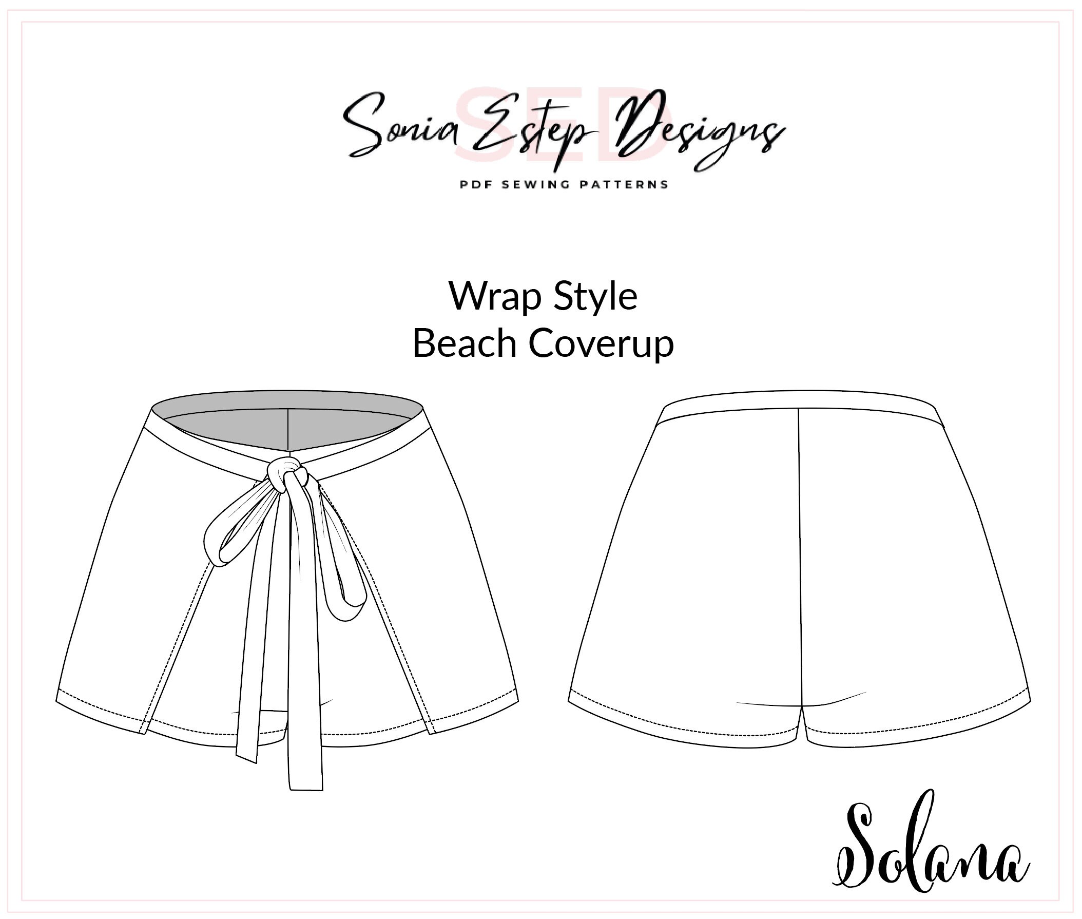 Solana Wrap Shorts Sewing Pattern | Women's Beach Shorts PDF Sewing Pattern | Women's Digital ...