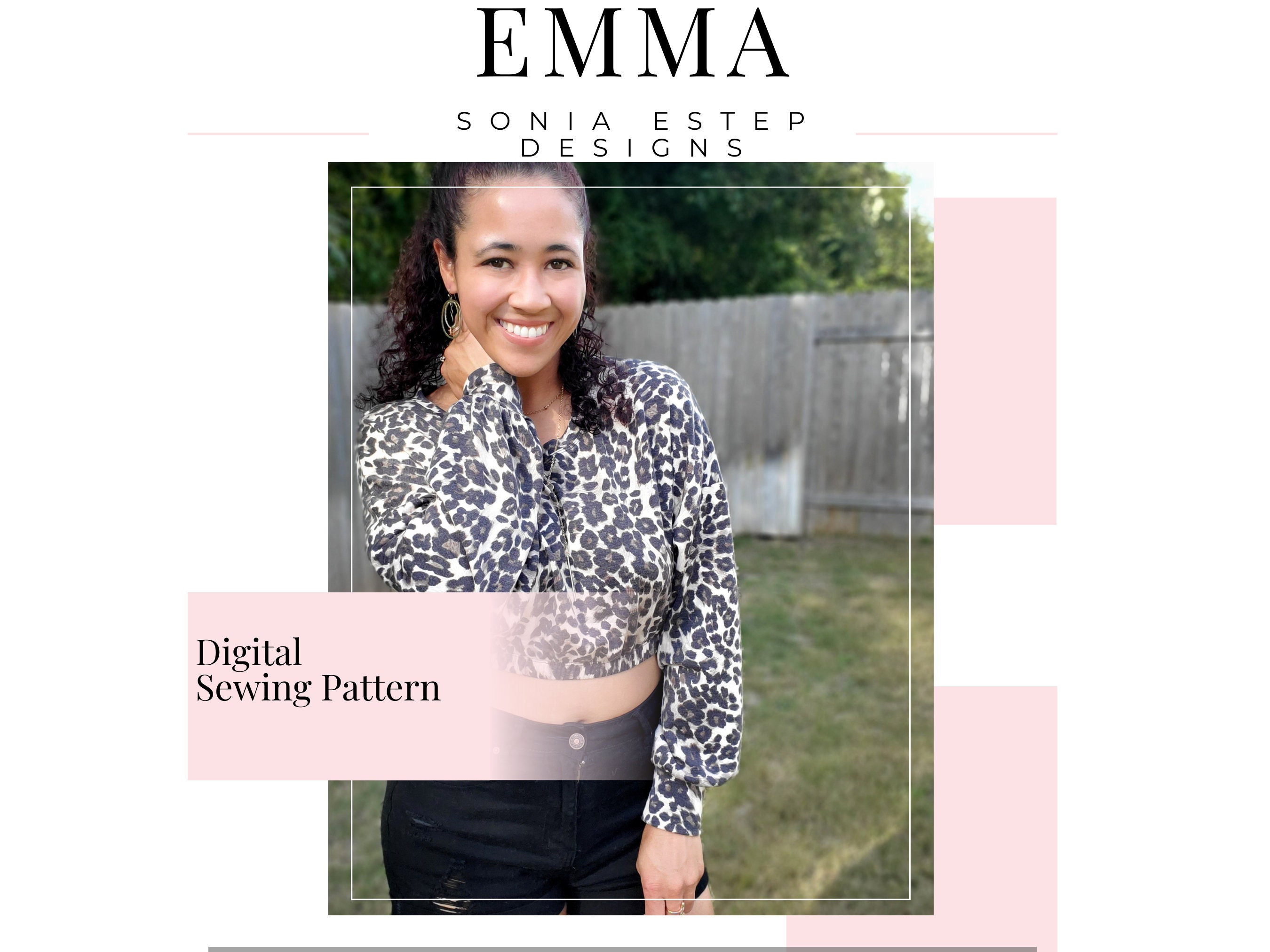 Emma Hoodie Sewing Pattern | Crop Digital Sewing Pattern| Women's Sewing Pattern | Sonia Estep ...