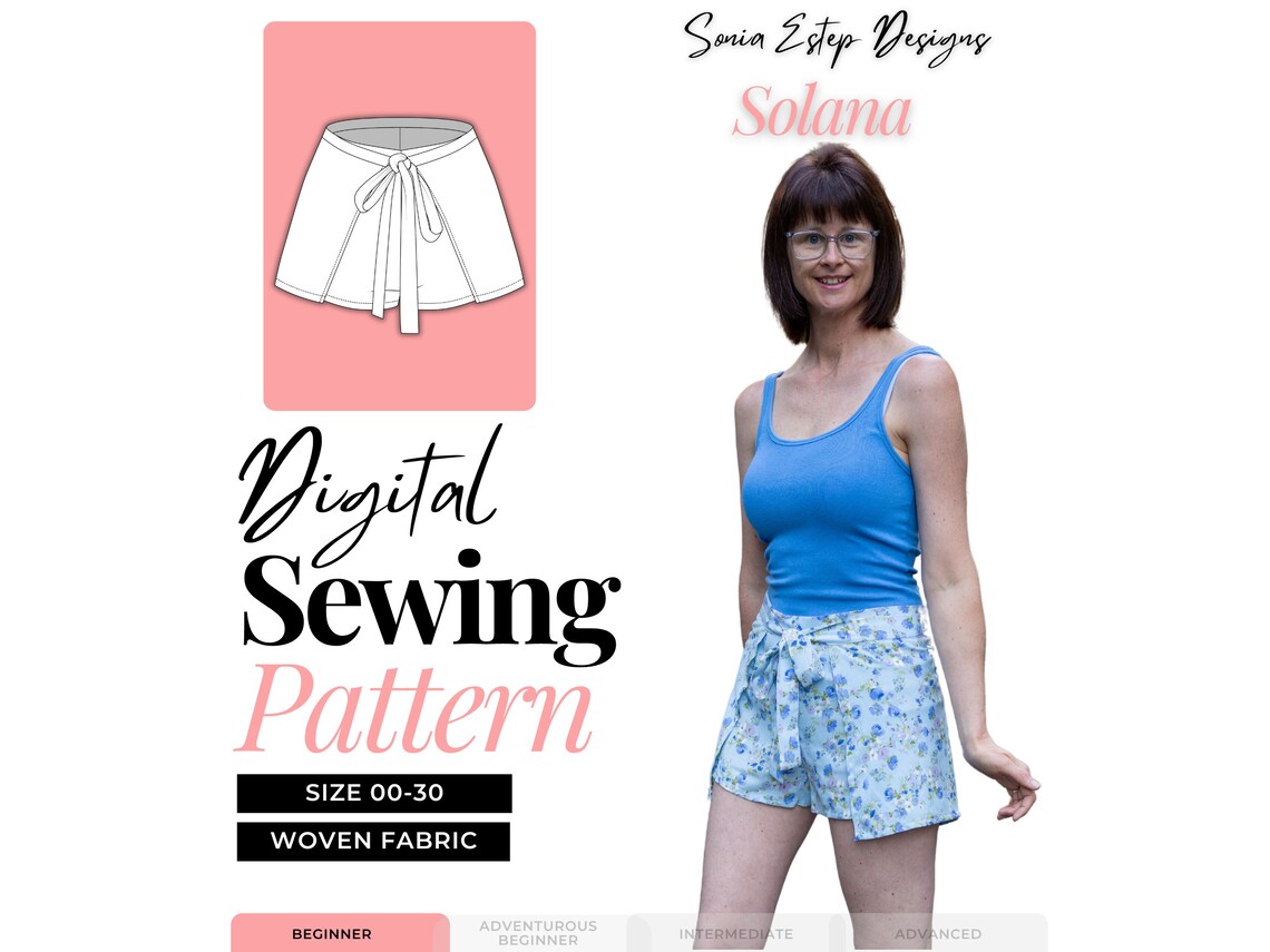 Solana Wrap Shorts Sewing Pattern | Women's Beach Shorts PDF Sewing Pattern | Women's Digital ...