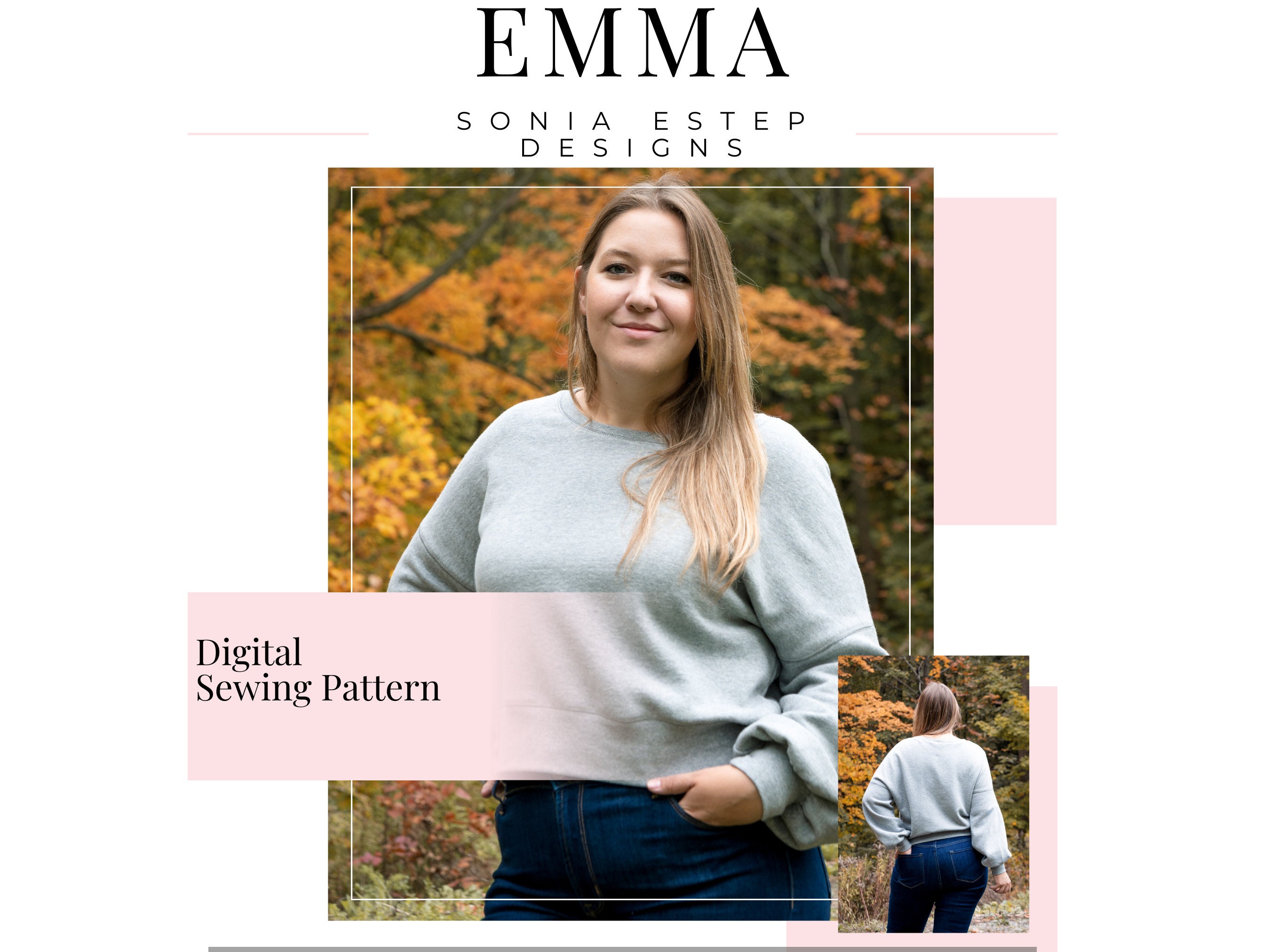Emma Hoodie Sewing Pattern | Crop Digital Sewing Pattern| Women's Sewing Pattern | Sonia Estep ...