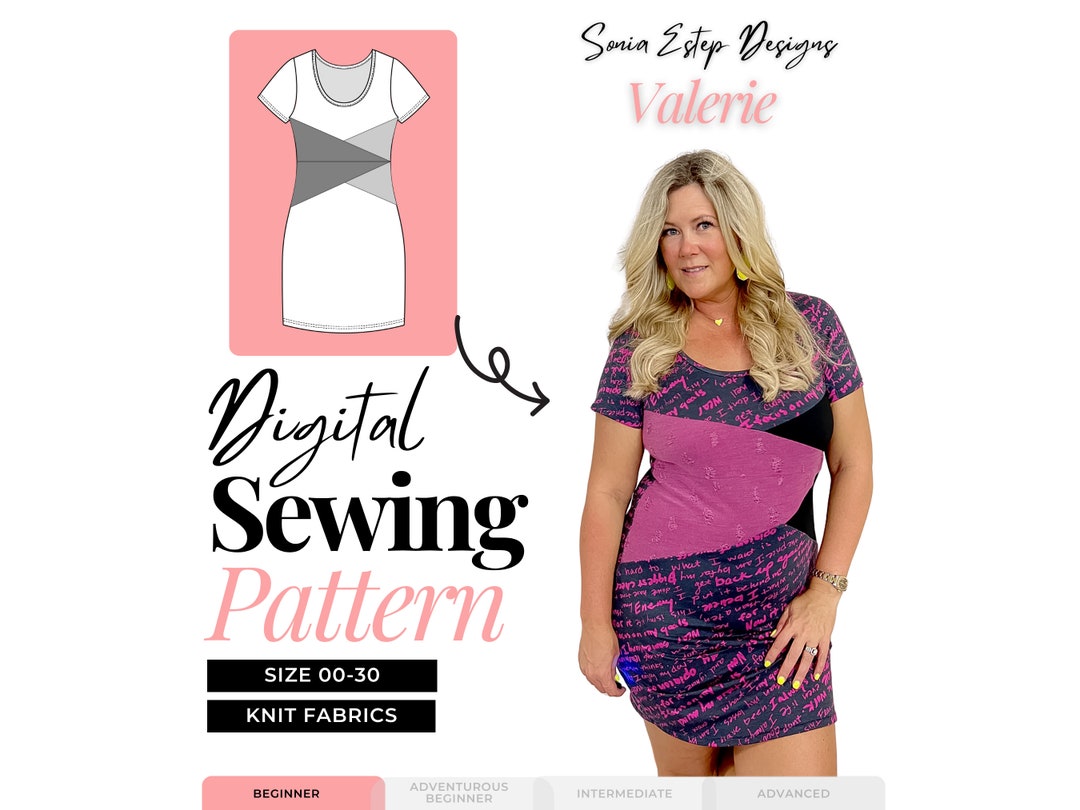 Valerie Color Blocked Bodycon Dress Sewing Pattern, Fit and Flare Dress ...