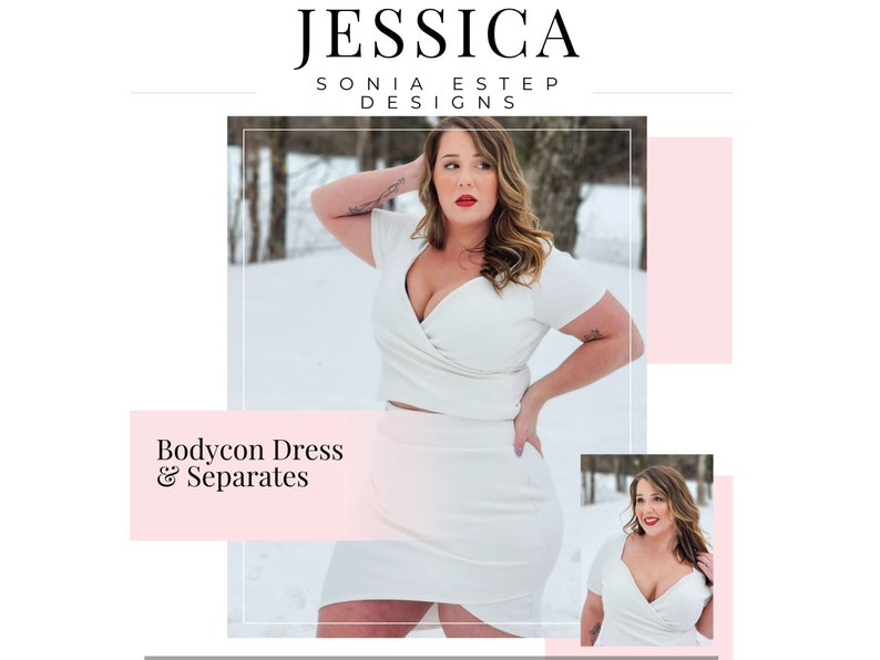 Jessica Bodycon Dress Sewing Pattern Faux Wrap Sewing - Etsy
