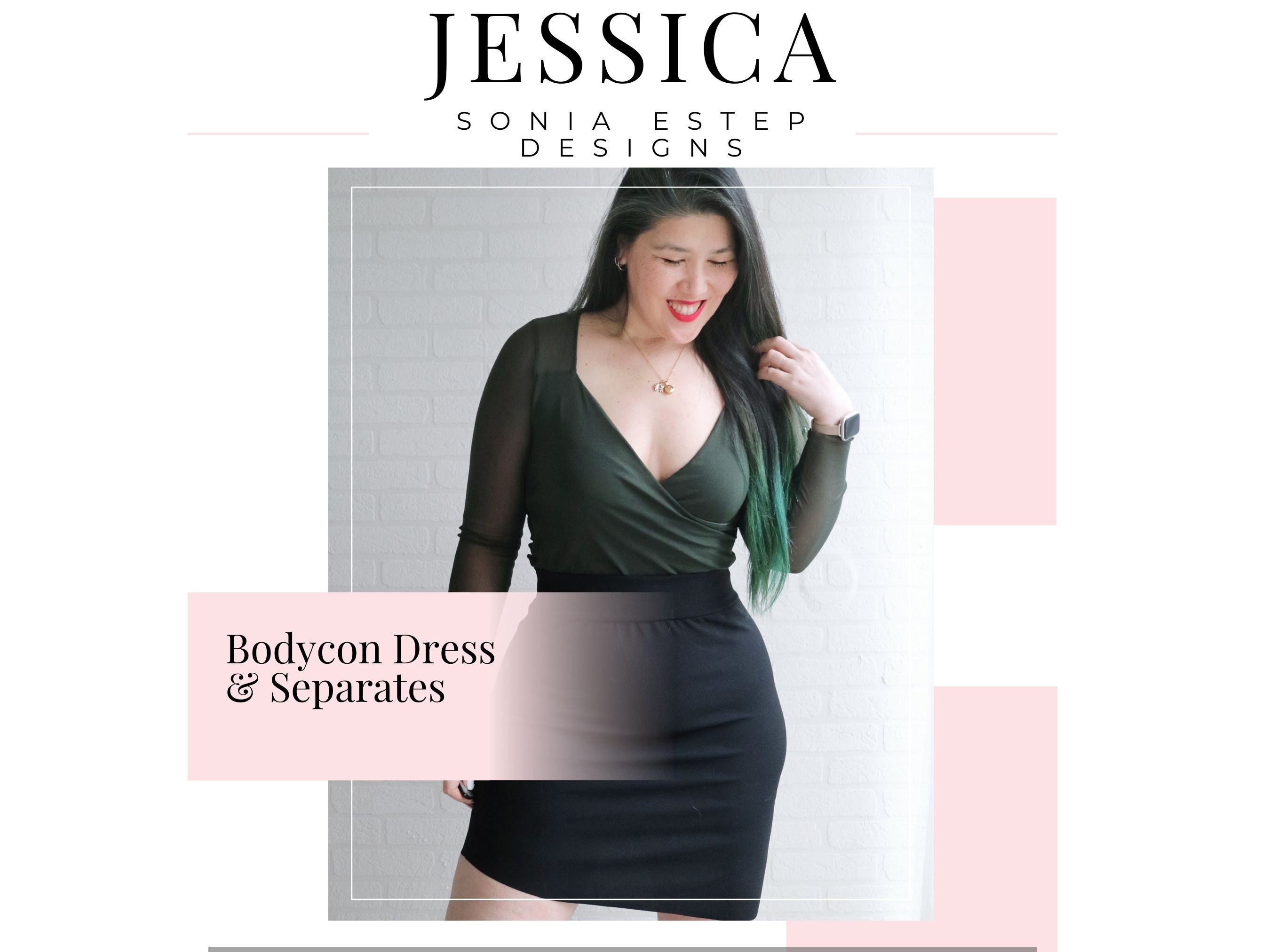 Jessica Bodycon Dress Sewing Pattern | Faux Wrap Sewing Pattern | Women ...