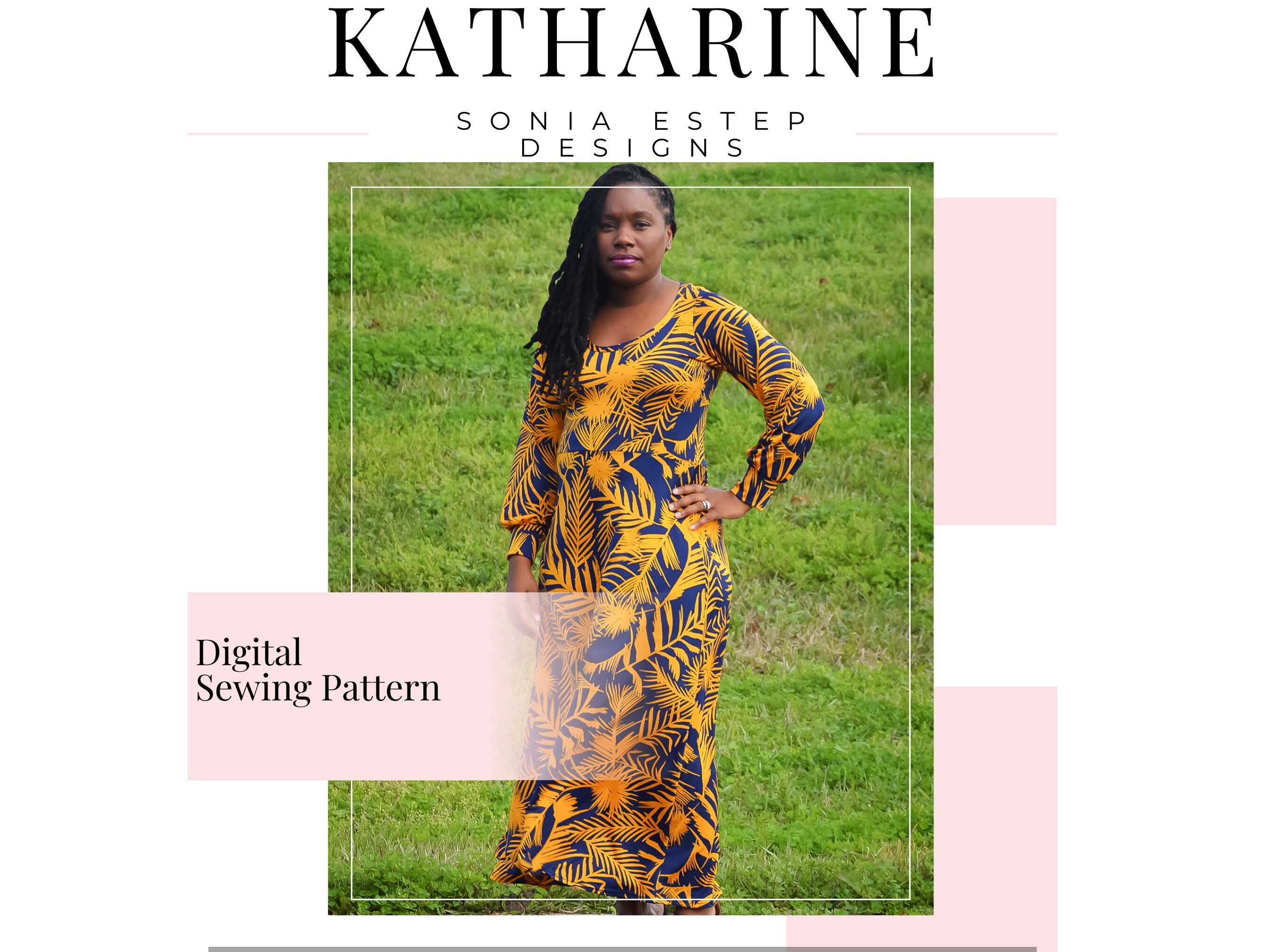 Katharine Dress Digital Sewing Pattern, Maxi PDF Sewing Pattern, Sonia ...