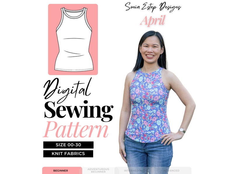 April | Women's Tank Sewing Pattern | Tank Dress PDF Sewing Pattern ...