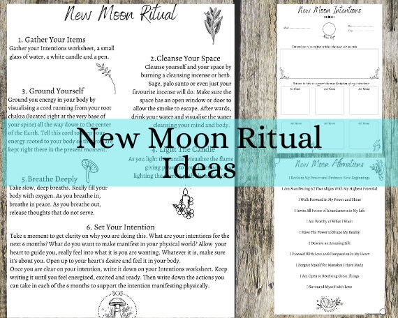 New Moon Ritual Worksheet Set Monthly Intentions and - Etsy UK