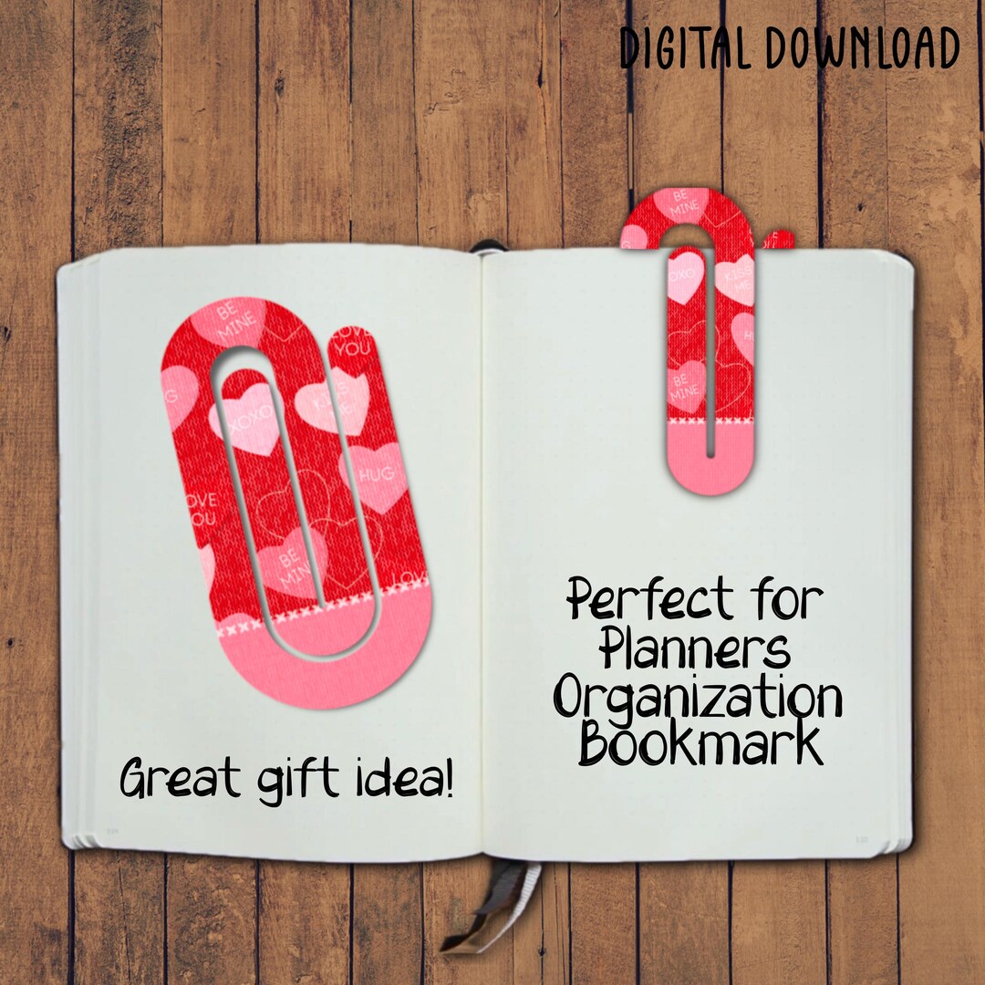 Valentine Paper Clip: Hearts PNG, Planner Bookmark (digital Design) - Etsy