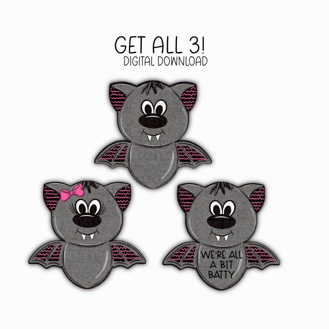 Chubby Bat Design Halloween Decoration Pink Striped Cute - Etsy