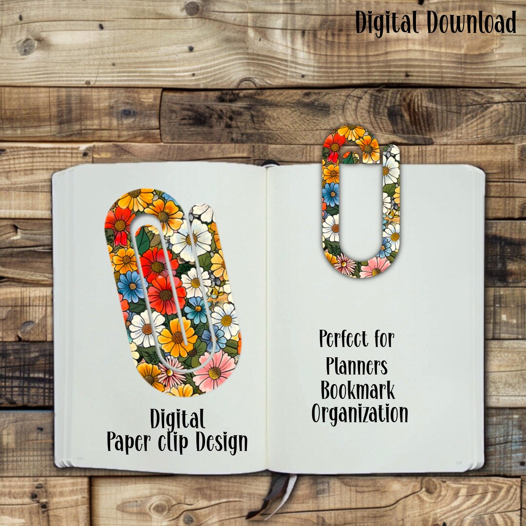 Daisy Paper Clip Design: Pink Floral Bookmark PNG (digital Download) - Etsy