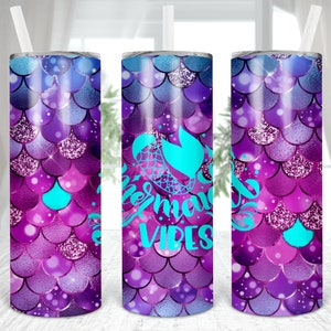 Mermaid VibesGlitterPurpleTealSublimation | Etsy