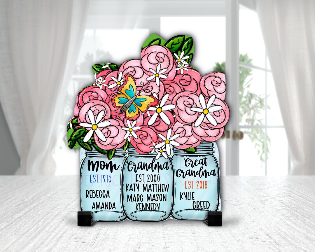 Trio Mason Jar, Mothers Day, Floral, Mom, Custom, PNG, Design, Digital ...