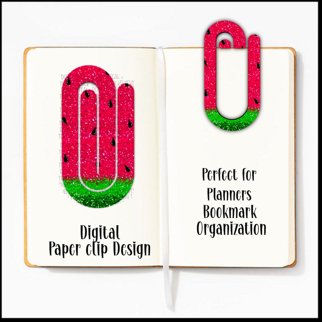 Watermelon Paper Clip Design: Fun PNG Bookmark (digital Design) - Etsy