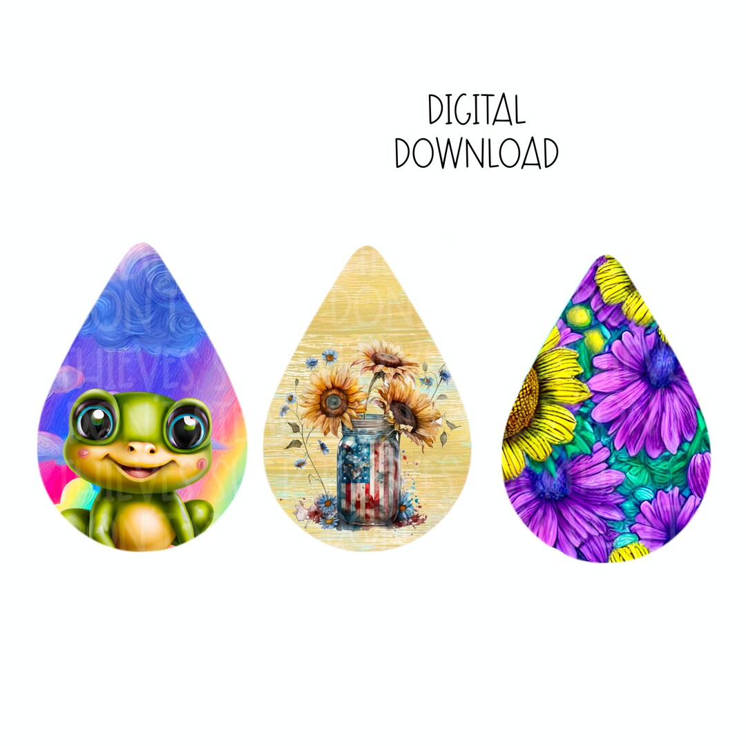 Bundle, Teardrop, Sunflower, Frog, Summer, Sublimation, Digital, PNG ...
