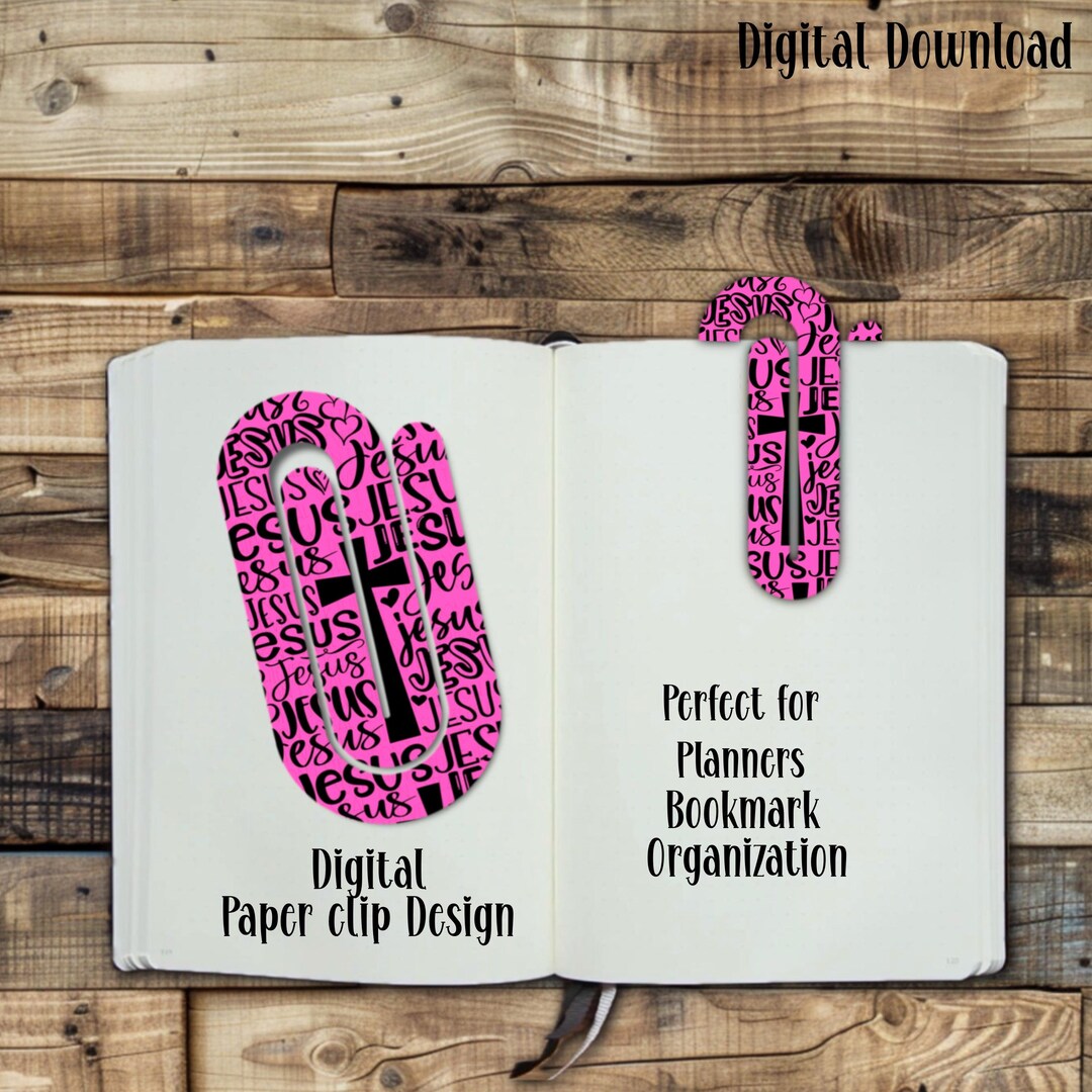 Christian Paper Clip Design: Jesus Cross Bookmark PNG (digital Download ...
