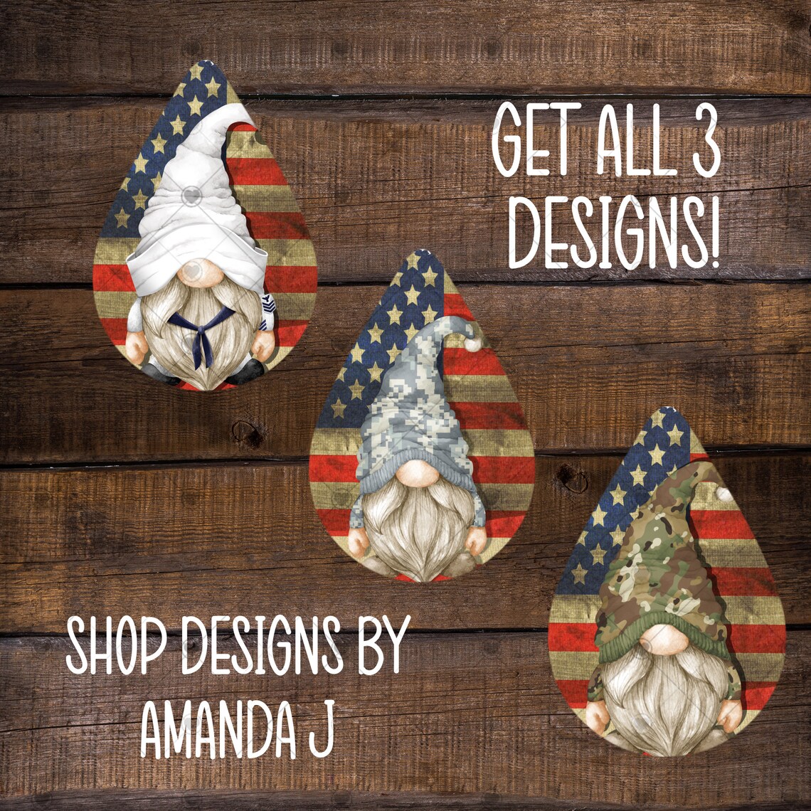 Military Gnome Patriotic American Flag Teardrop | Etsy