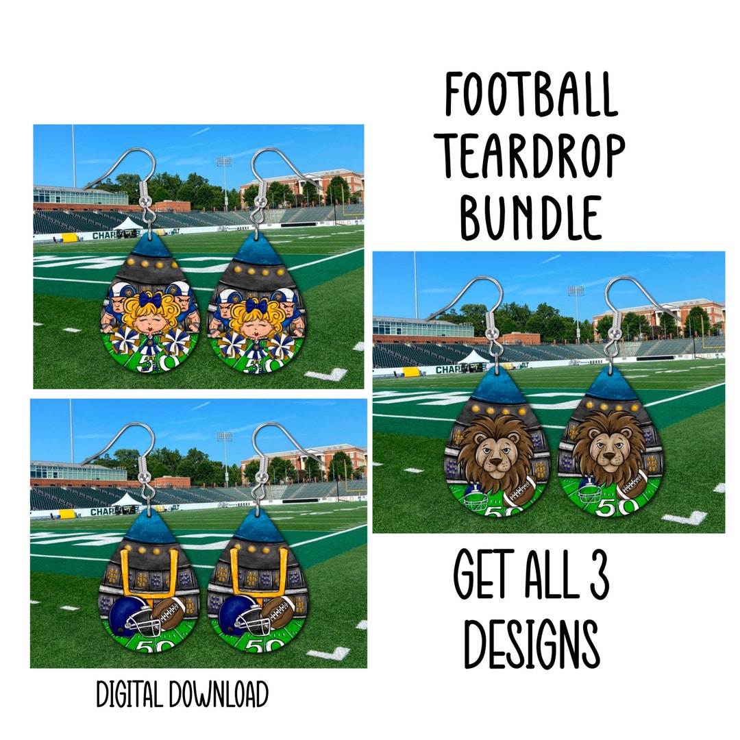 Football Teardrop Earring PNG Bundle: High School Sports (digital ...