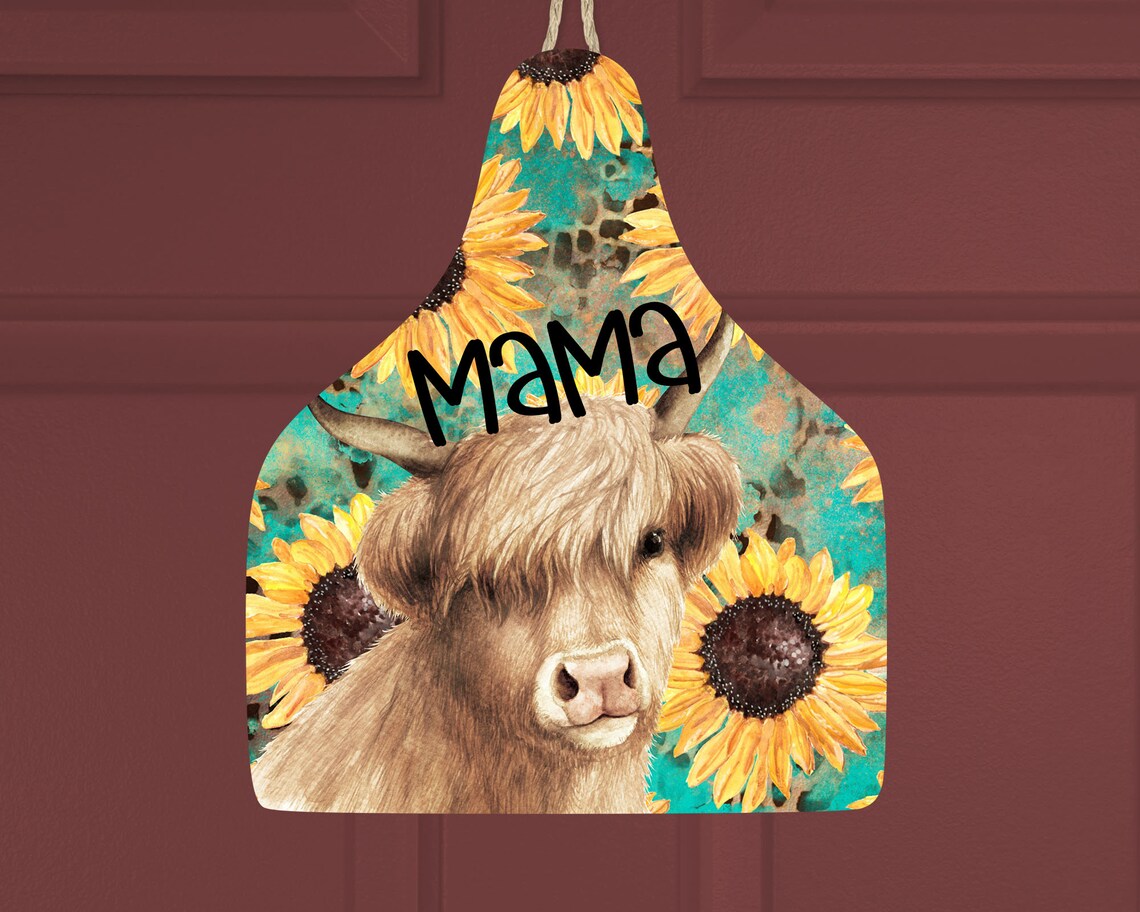 Country Highland Cow Cow Tag Cattle Sunflower Farm - Etsy