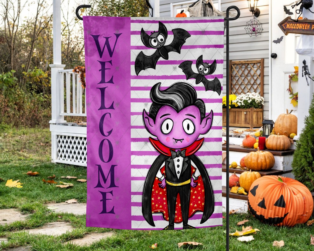 Haunted House Garden Flag: Vampire Welcome Design (digital PNG) - Etsy