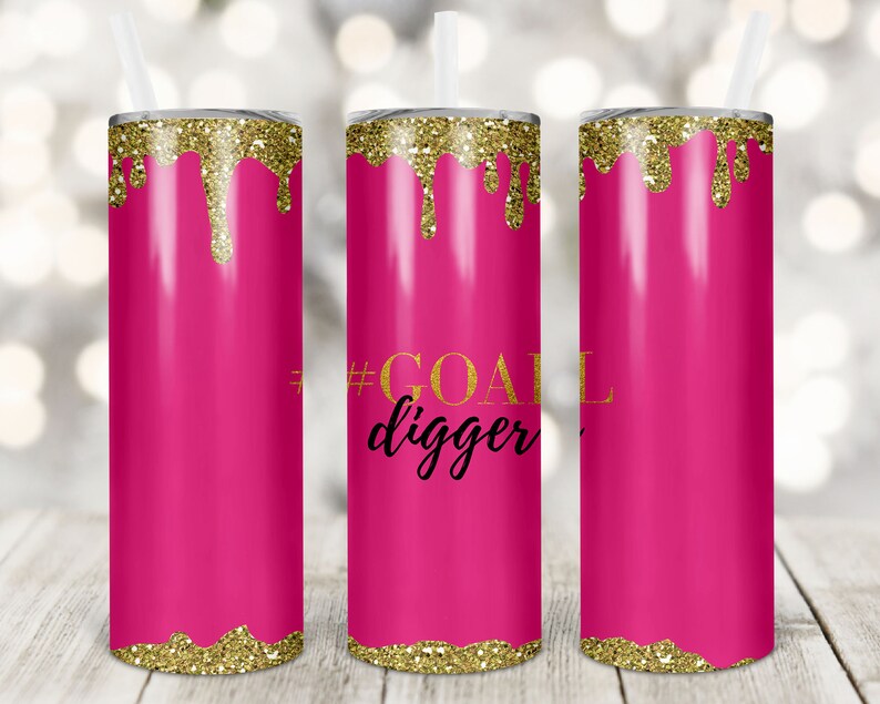 Goal Digger , Girl Boss, Pink, Straight & Tapered, 20 Oz Skinny Tumbler ...