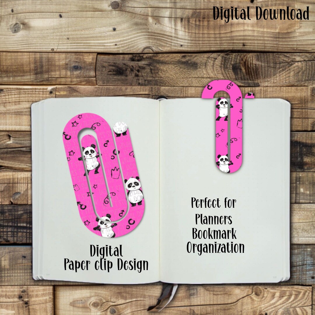 Panda Paper Clip Design: Girly Planner Bookmark (PNG Digital Download ...