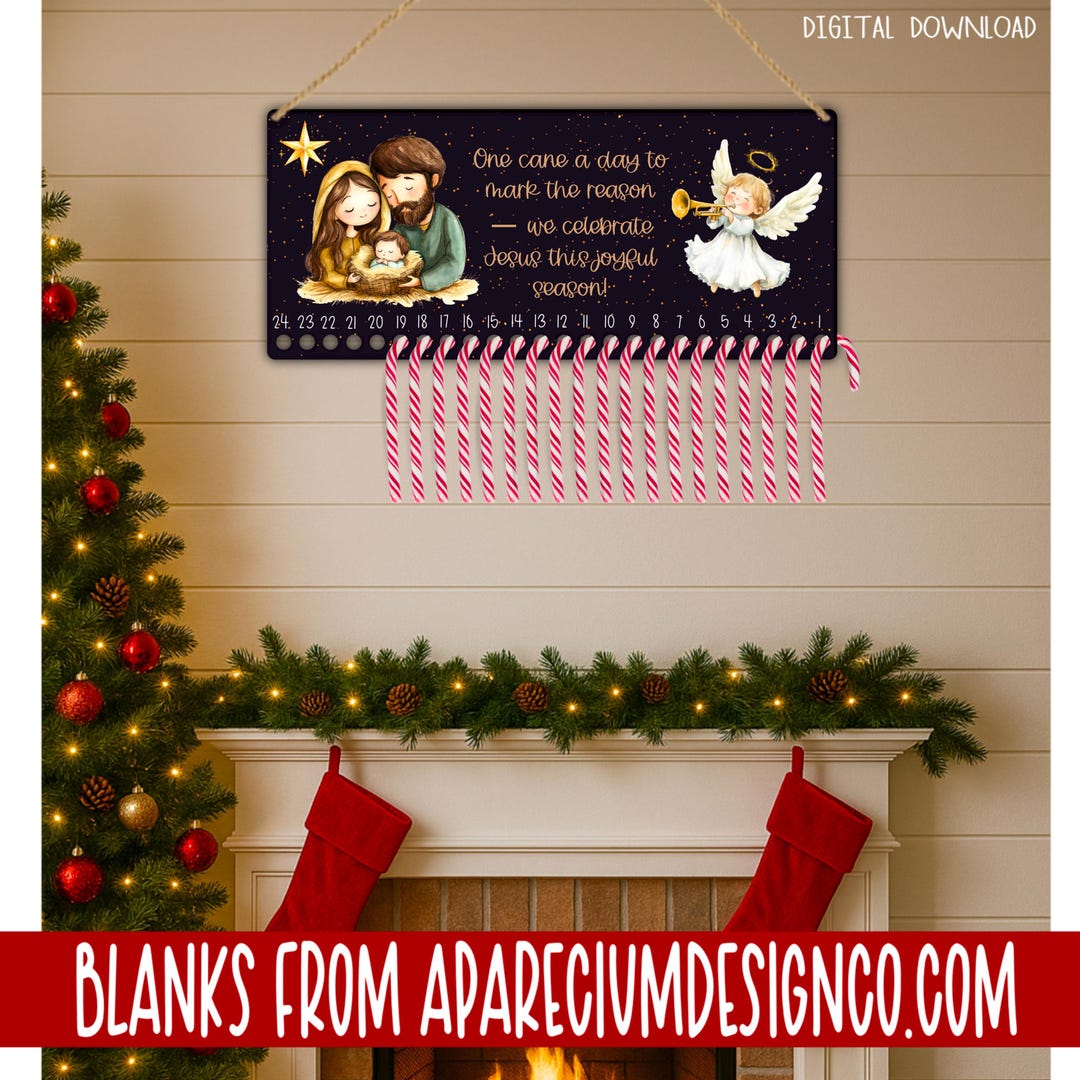 Jesus, Christmas, Candy Cane Countdown, Door Hanger, PNG, Digital ...