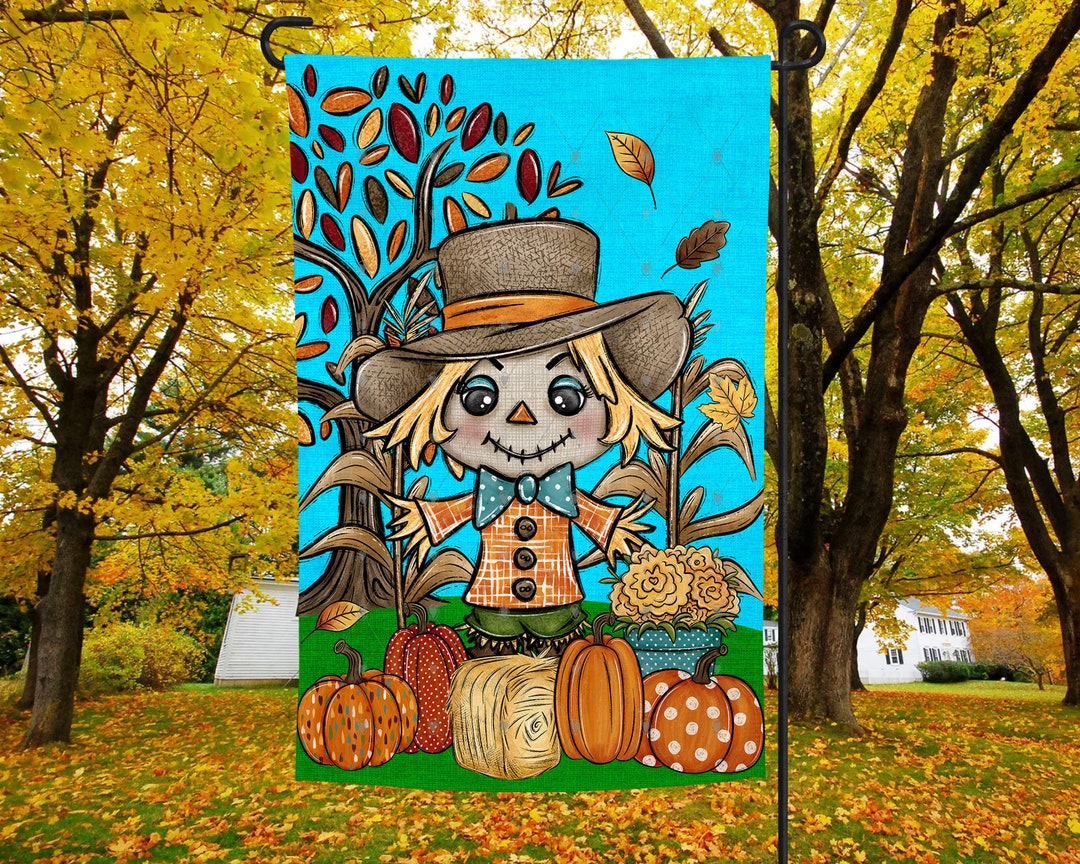 Fall Flag Design, Scarecrow, Leaves, Decoration, Garden Flag, Home ...