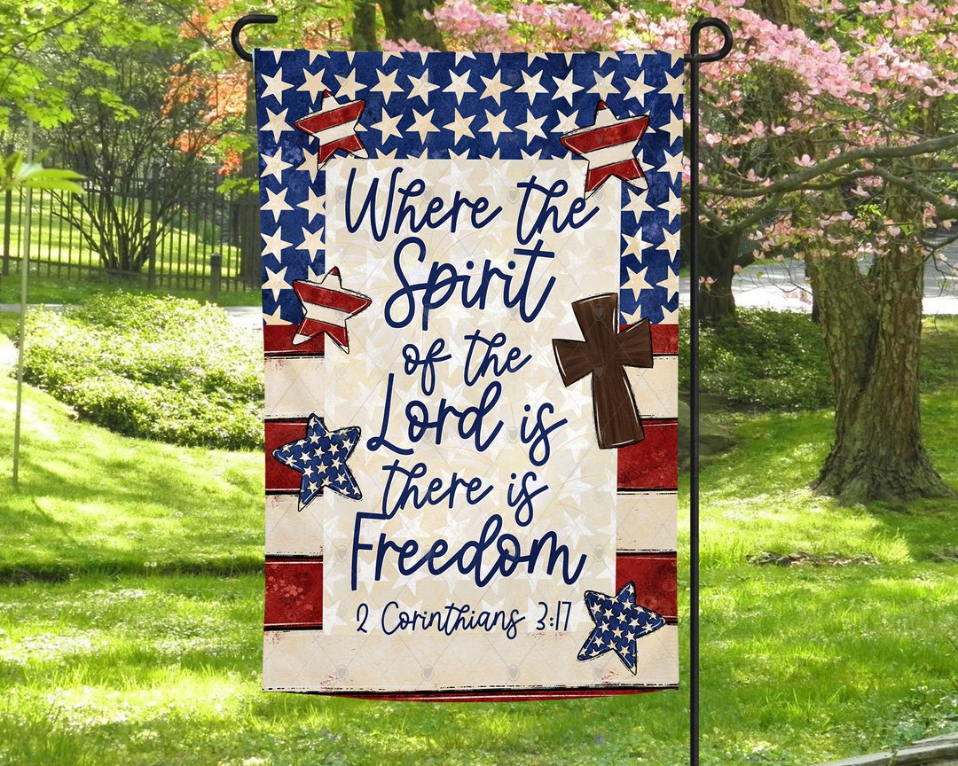 Patriotic Garden Flag: Scripture & Freedom Design (digital PNG) - Etsy