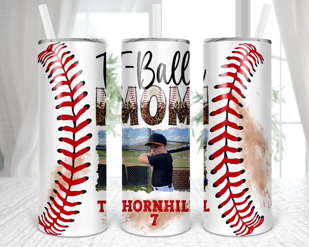 Baseball Mom 20oz Skinny Tumbler Wrap: T-ball Photo Design (digital PNG ...