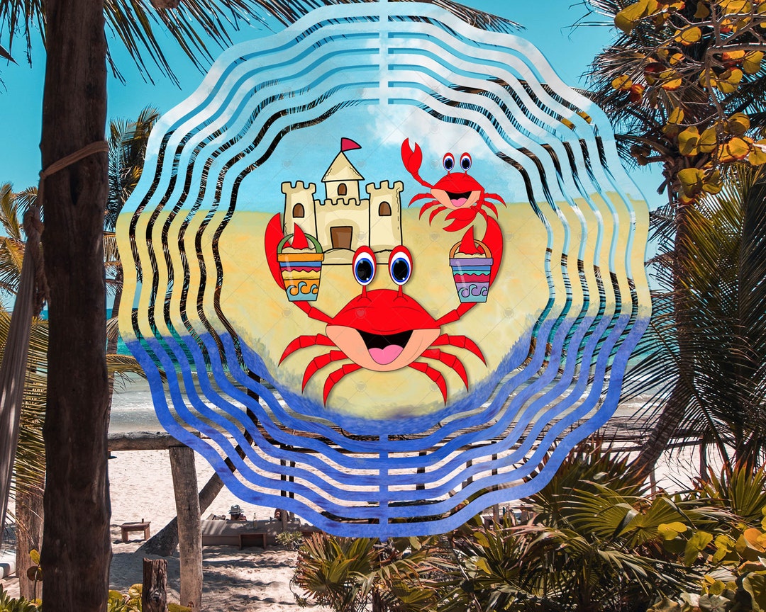 Crab & Sandcastle Wind Spinner: Beach Summer Decoration (PNG Download ...