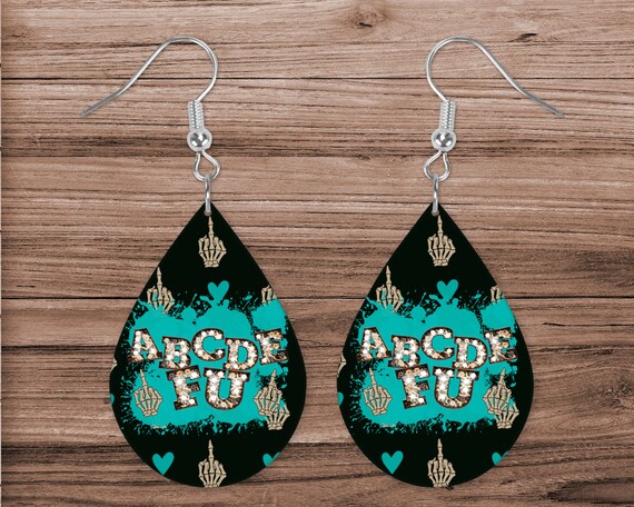 ABCDE Eff You Middle Finger Teardrop Sublimation Digital | Etsy