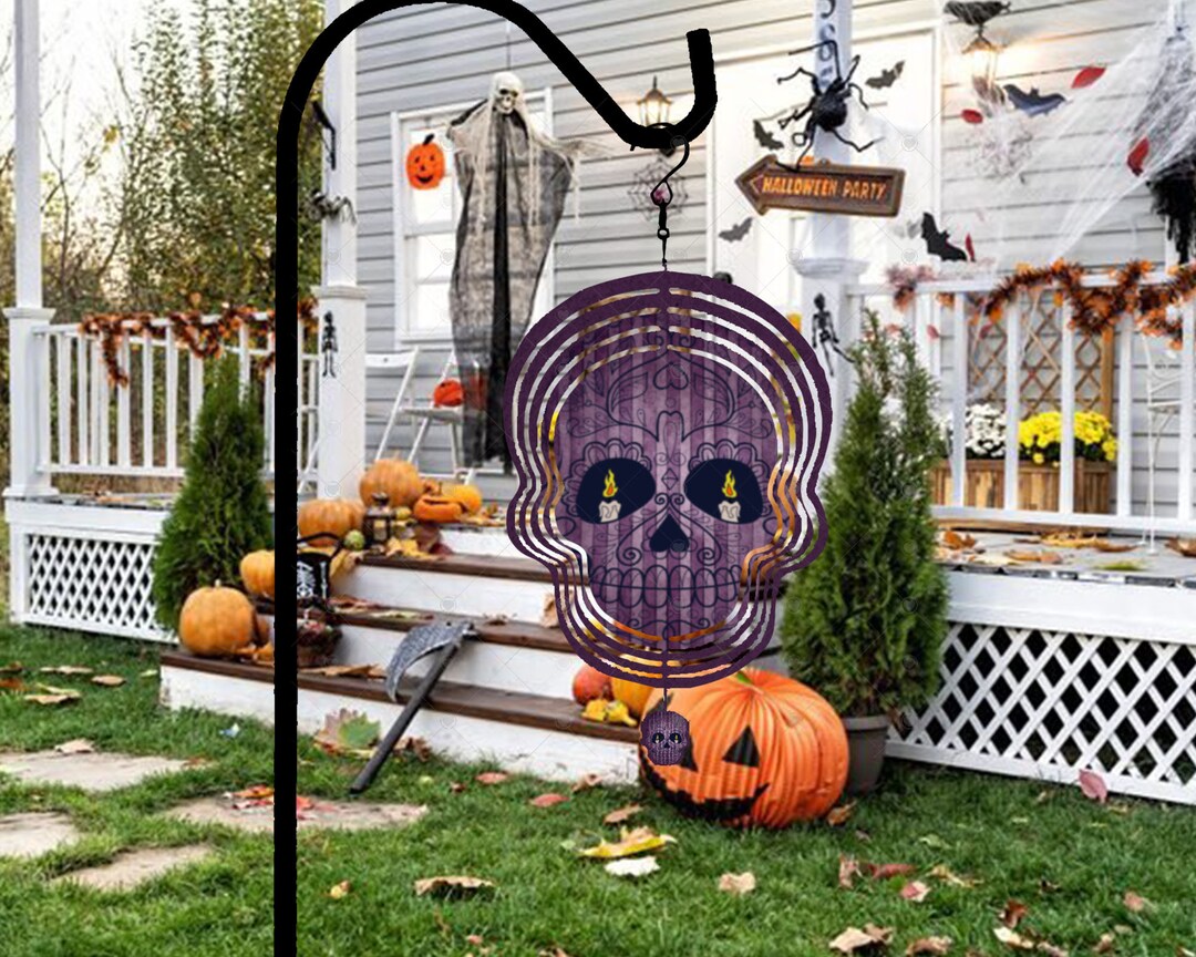 Skull Wind Spinner: Spooky Halloween Outdoor Decoration (PNG) - Etsy