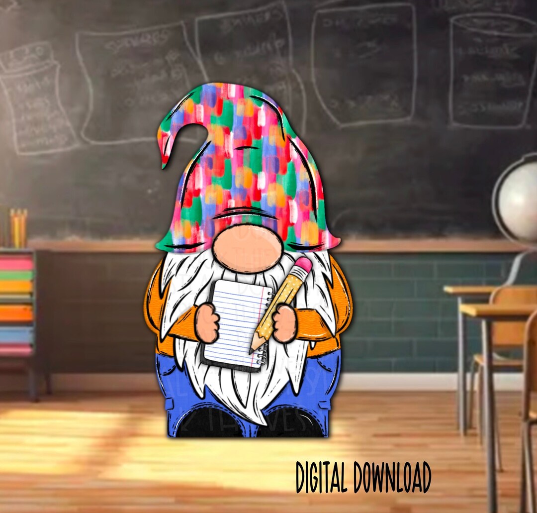 Teacher Gnome Clipart: School PNG Digital Design (digital Download) - Etsy