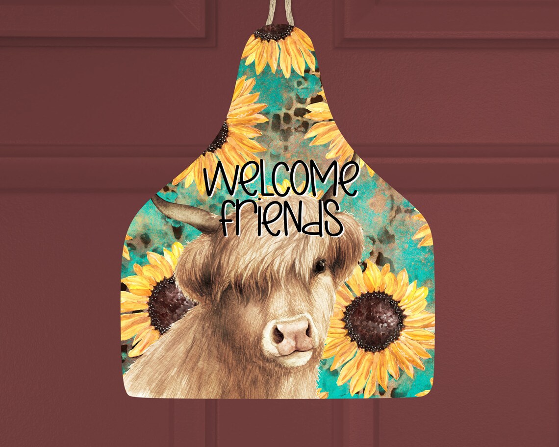 Country Highland Cow Cow Tag Cattle Sunflower Farm - Etsy
