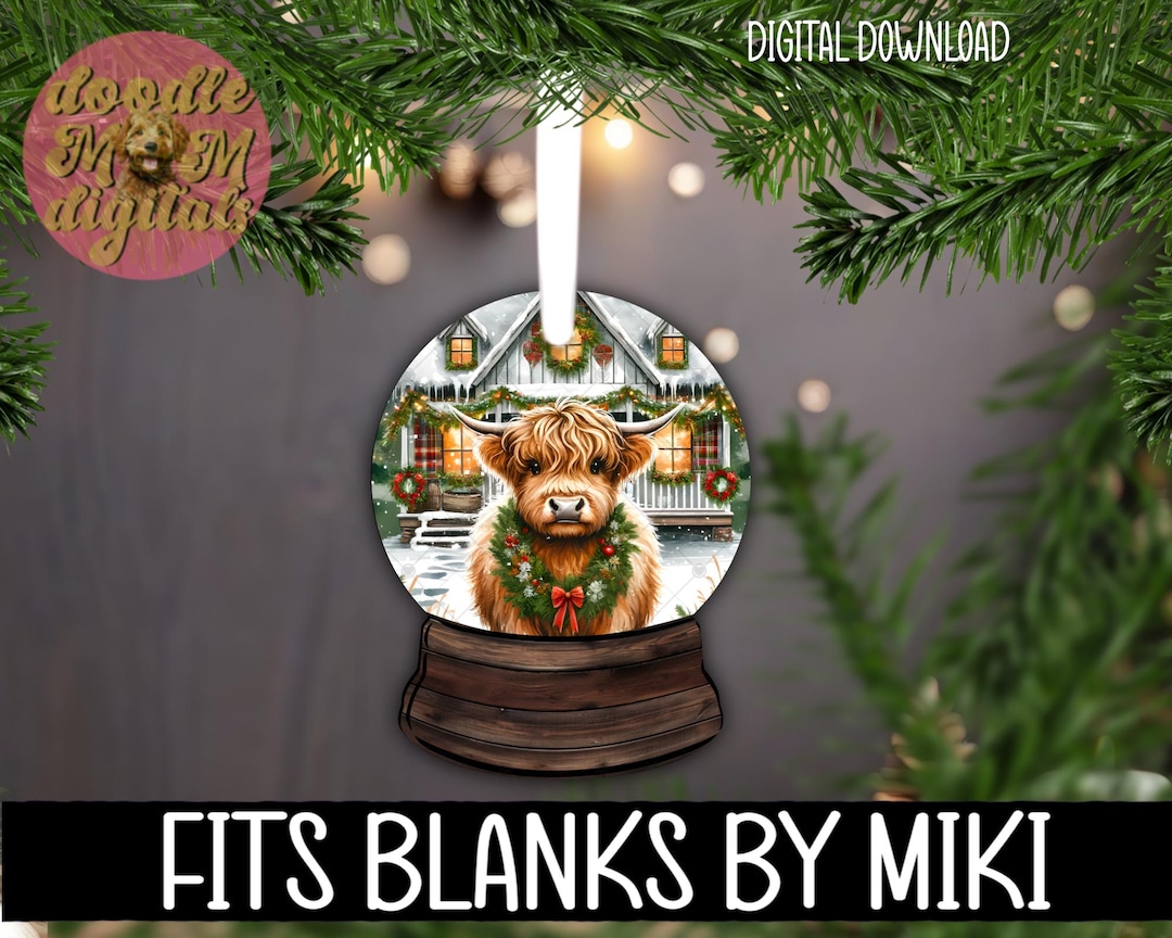 Christmas Cow Snow Globe PNG: Farm Ornament Design (digital Download ...
