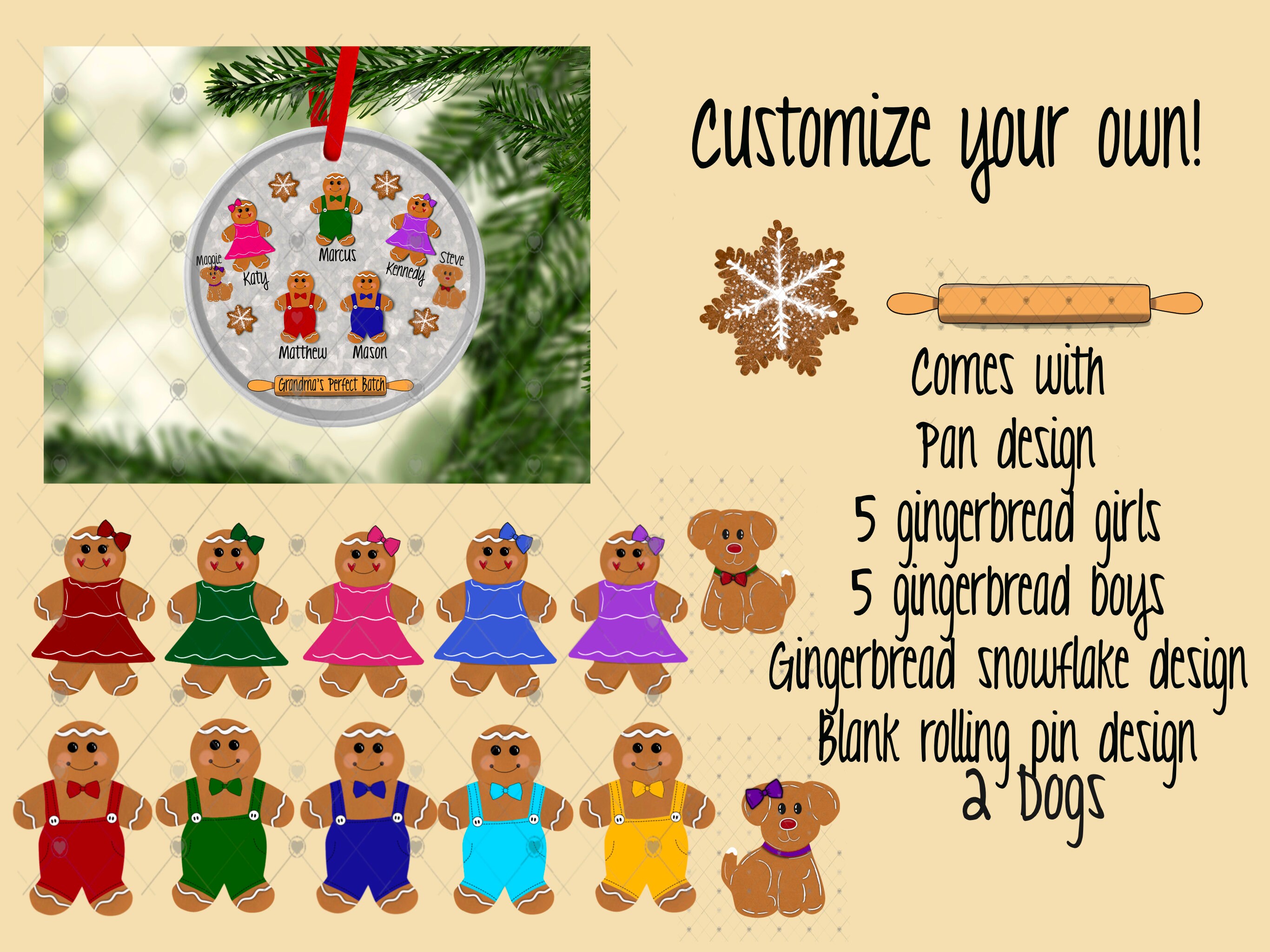 Gingerbread Cookie Sheet Round Customizable Grandma Mom - Etsy