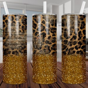 Leopard Print Glitter Animal Print 20 Ounce Skinny - Etsy