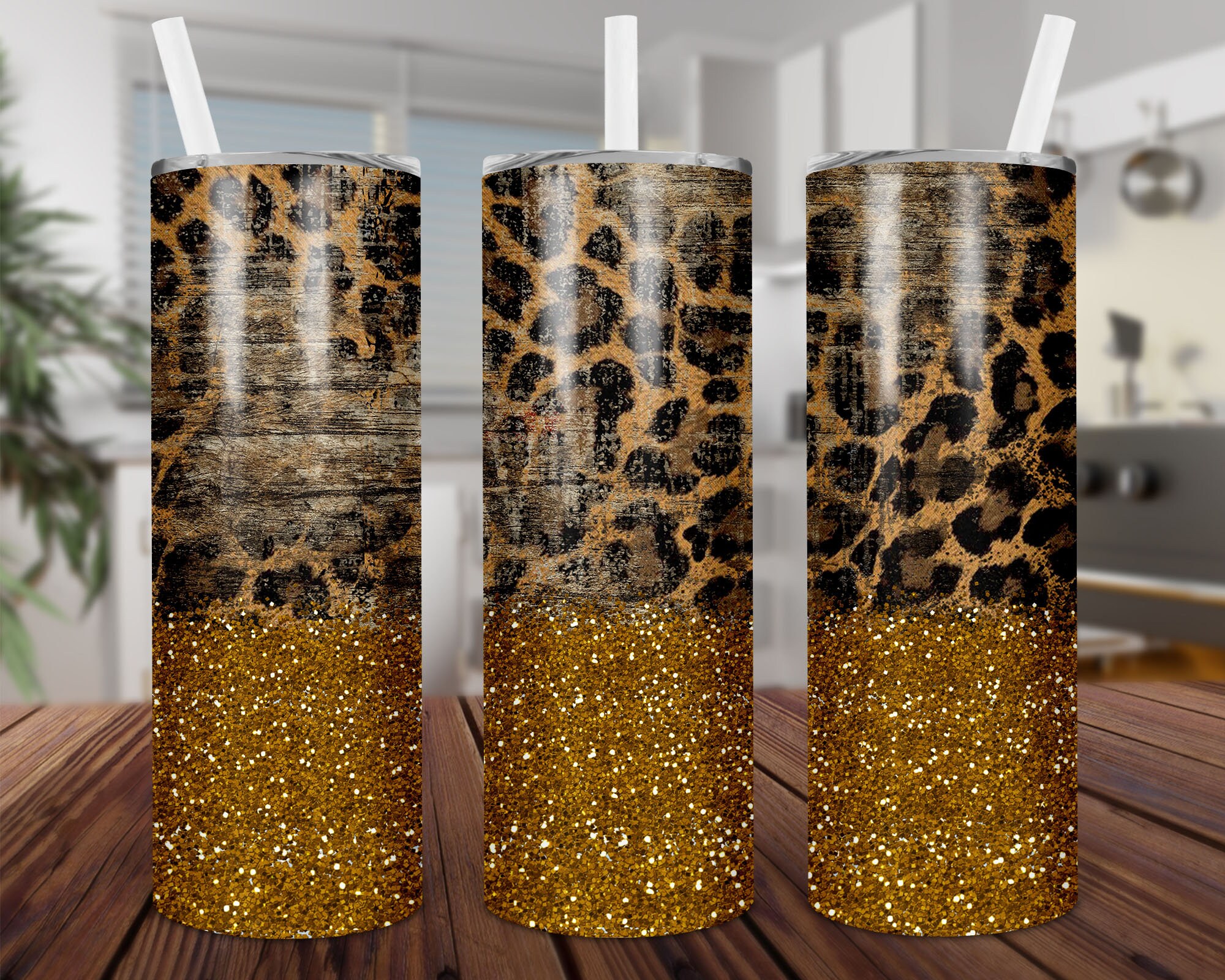 Leopard Print Glitter Animal Print 20 Ounce Skinny | Etsy