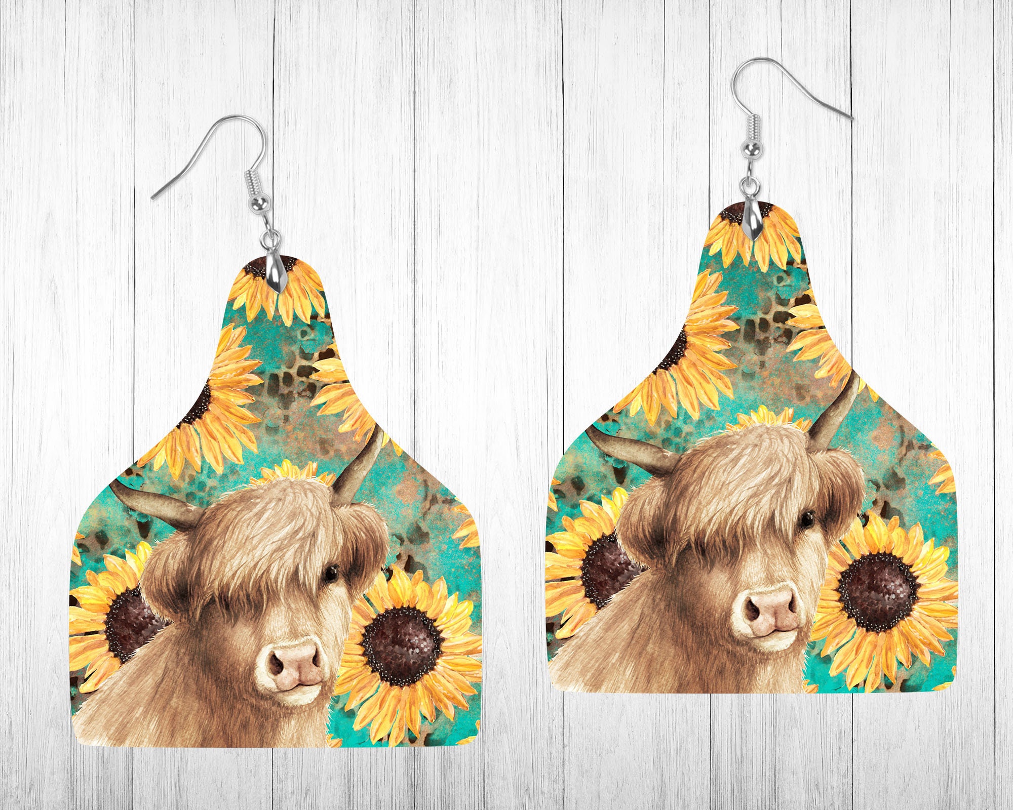 Country Highland Cow Cow Tag Cattle Sunflower Farm - Etsy