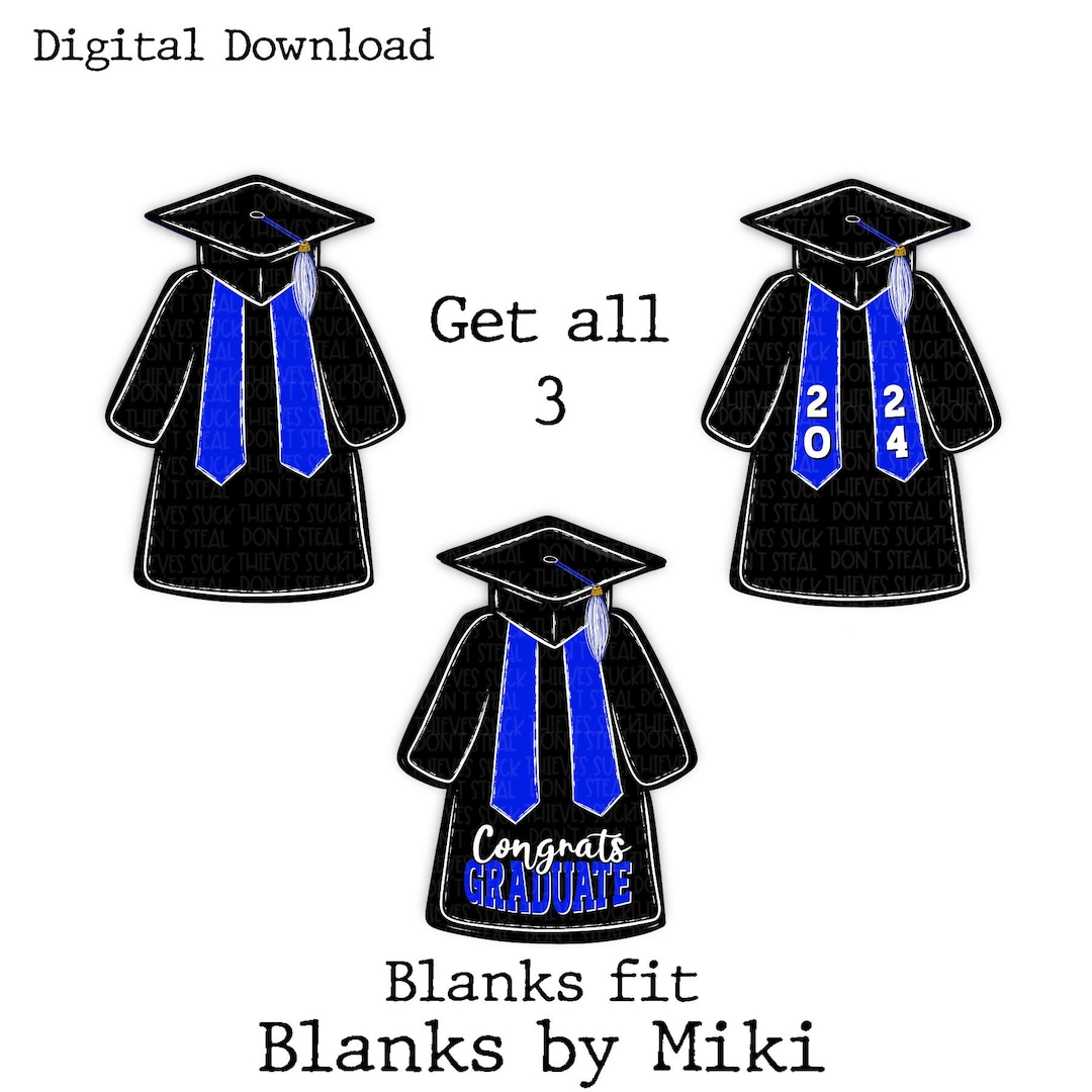 2024 Graduate, Graduation Gown, Cap & Gown, Senior 2024, Royal Blue ...