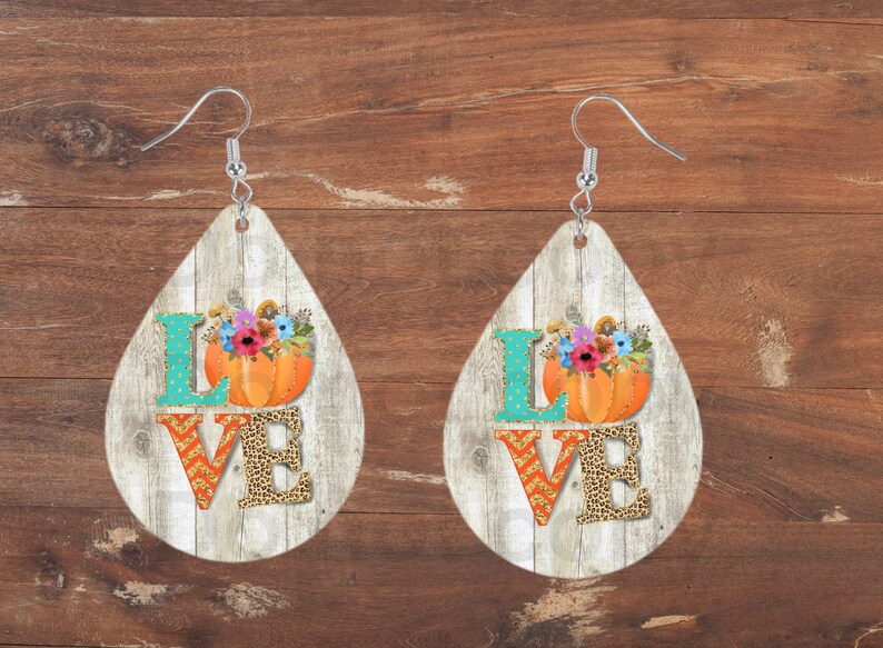 Fall Love Teardrop Earring Sublimation Digital PNG - Etsy