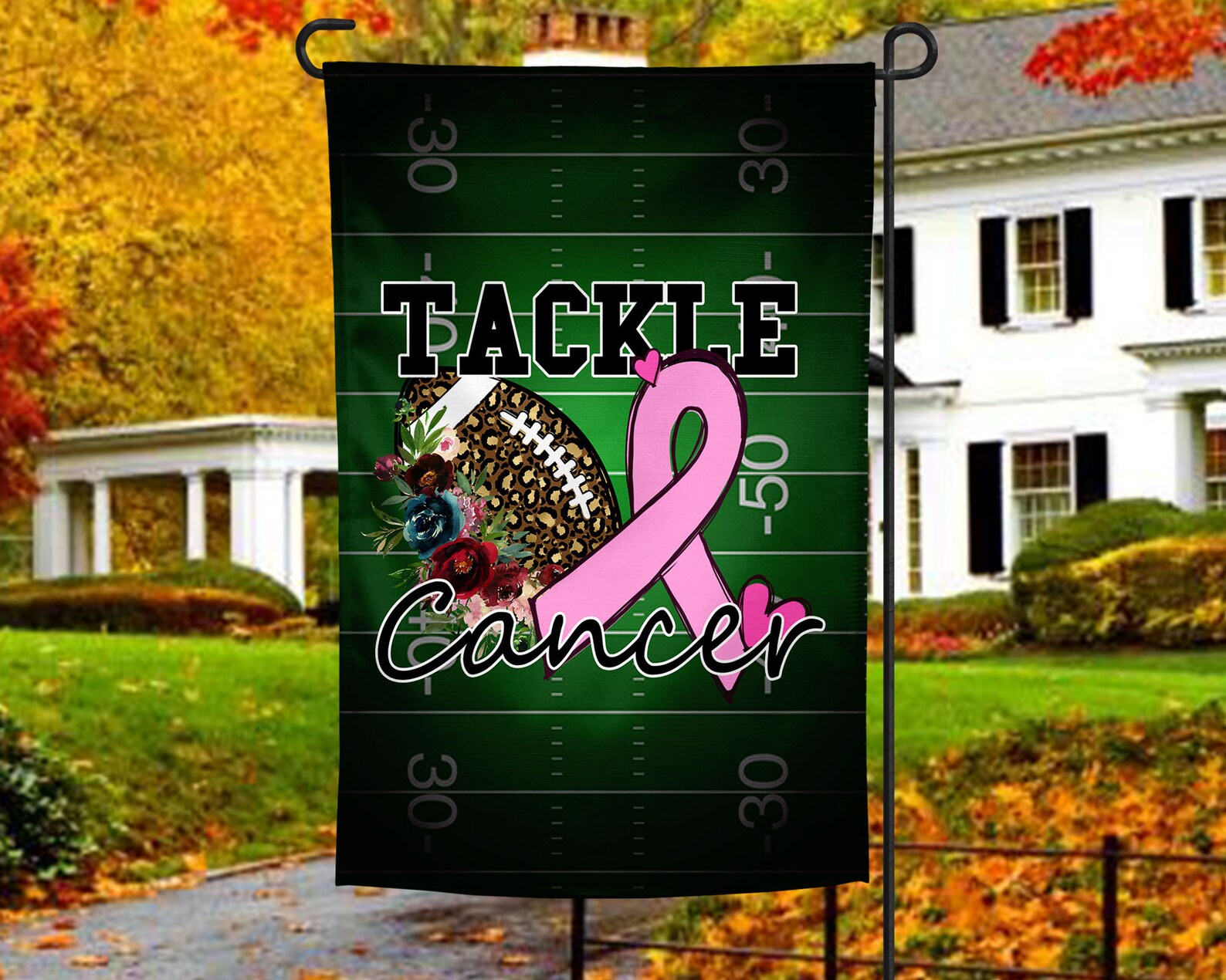 Tackle Cancer Breast Cancer Awareness Pink Garden Flag - Etsy