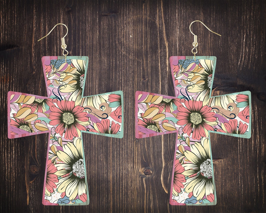 Cross Floral Sublimation Digital PNG Design Download - Etsy