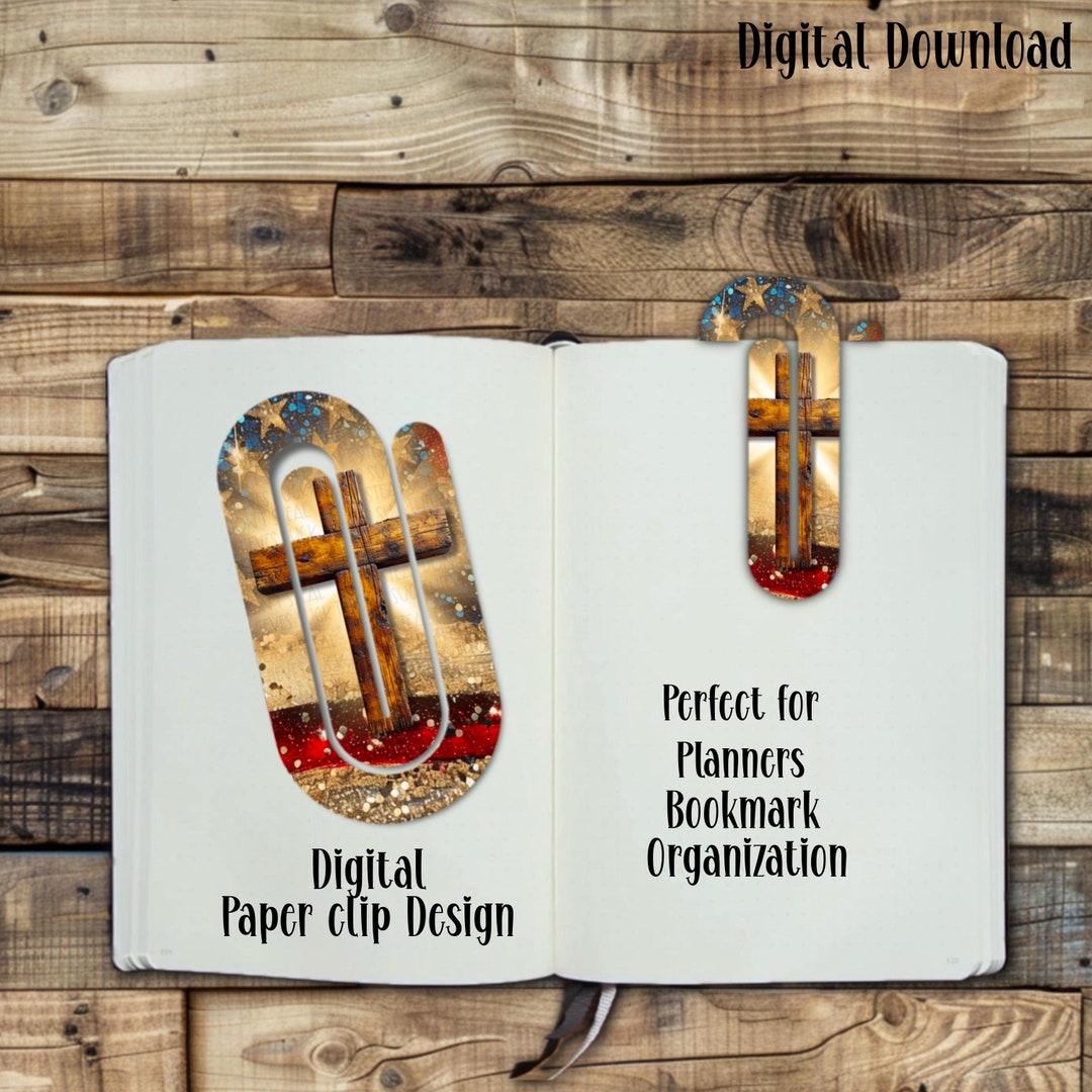 Christian Cross Paper Clip Design: Sublimation Bookmark (PNG Digital ...