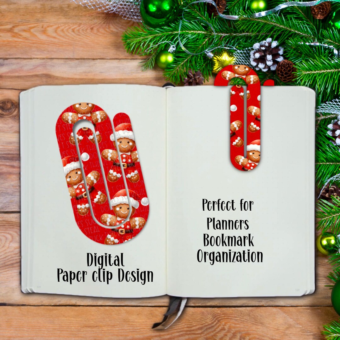 Gingerbread Paper Clip: Christmas Planner Bookmark PNG (digital Design ...