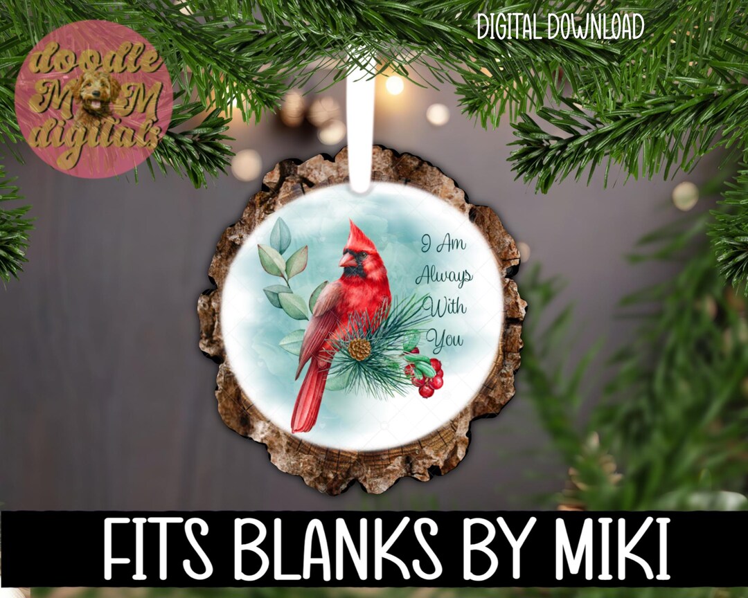 Cardinal Memorial Design: Wood Slice Ornament, Door Hanger (digital PNG ...