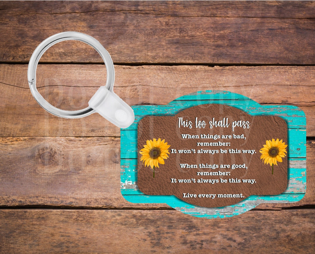 This Too Shall Pass Teal Wood Leather Sunflower - Etsy