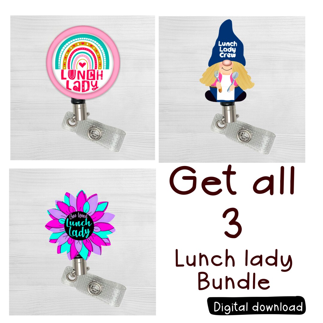 Lunch Lady Badge Reel PNG Bundle: Gnome, Sunflower (digital Download ...