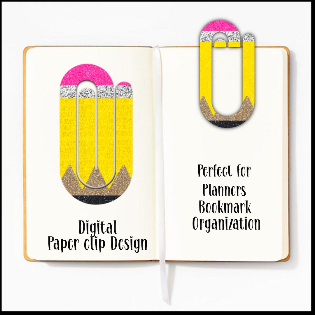 Pencil Paper Clip Design: Teacher Bookmark PNG (digital Design) - Etsy