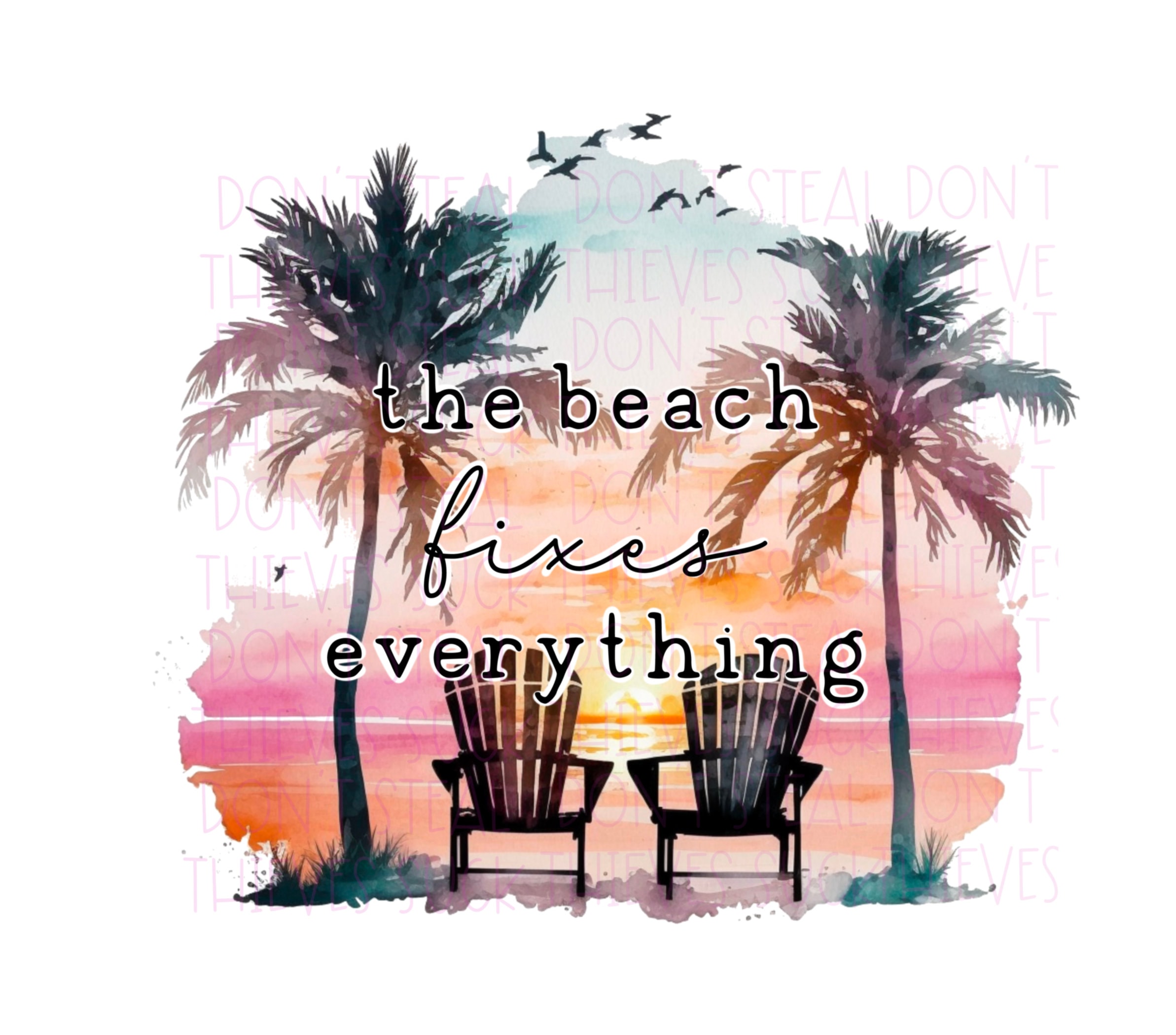 Beach Scene PNG: Beach Fixes Everything, Sublimation Design (digital ...