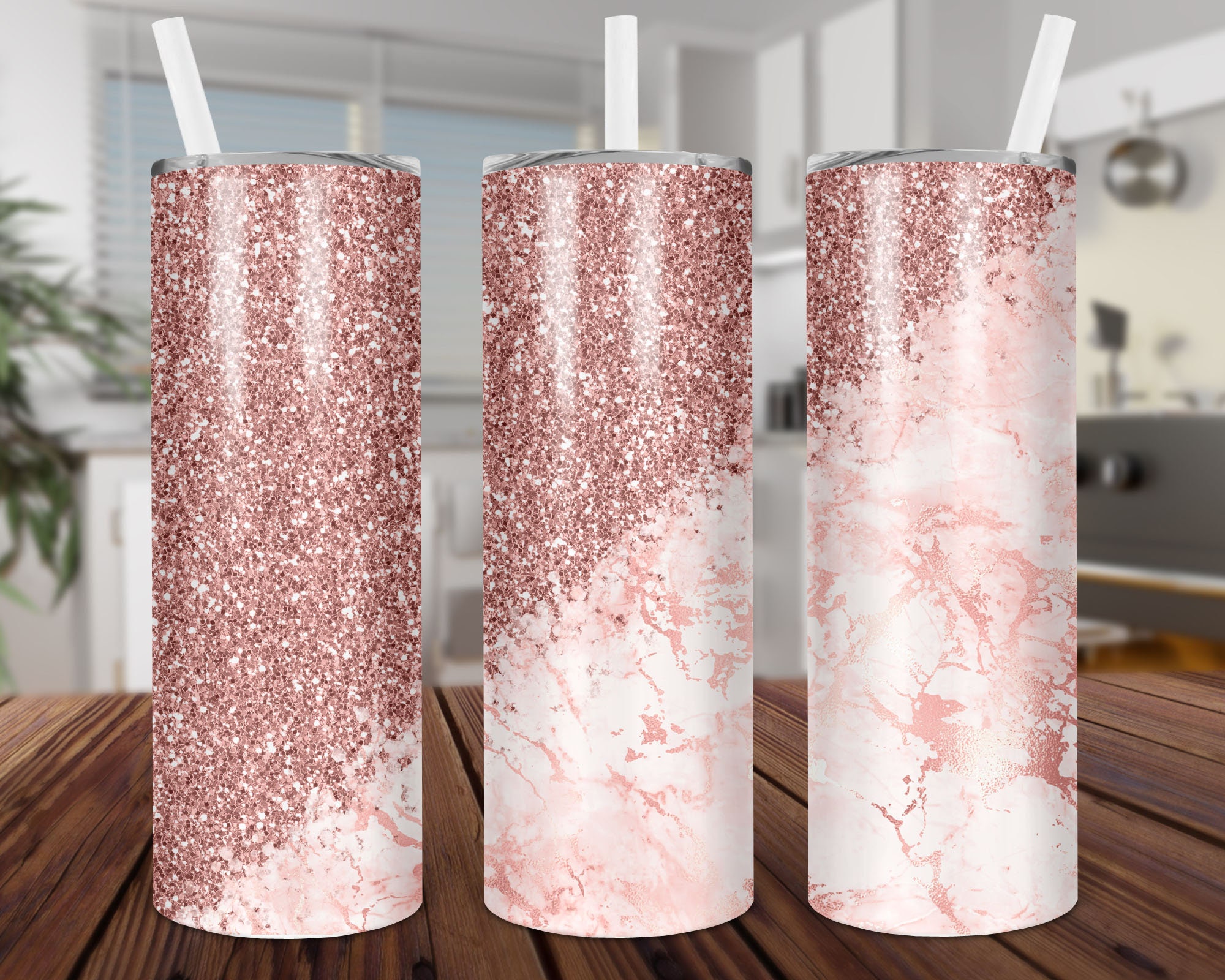 Rose Gold Glitter Marble Straight & Tapered Sublimation - Etsy